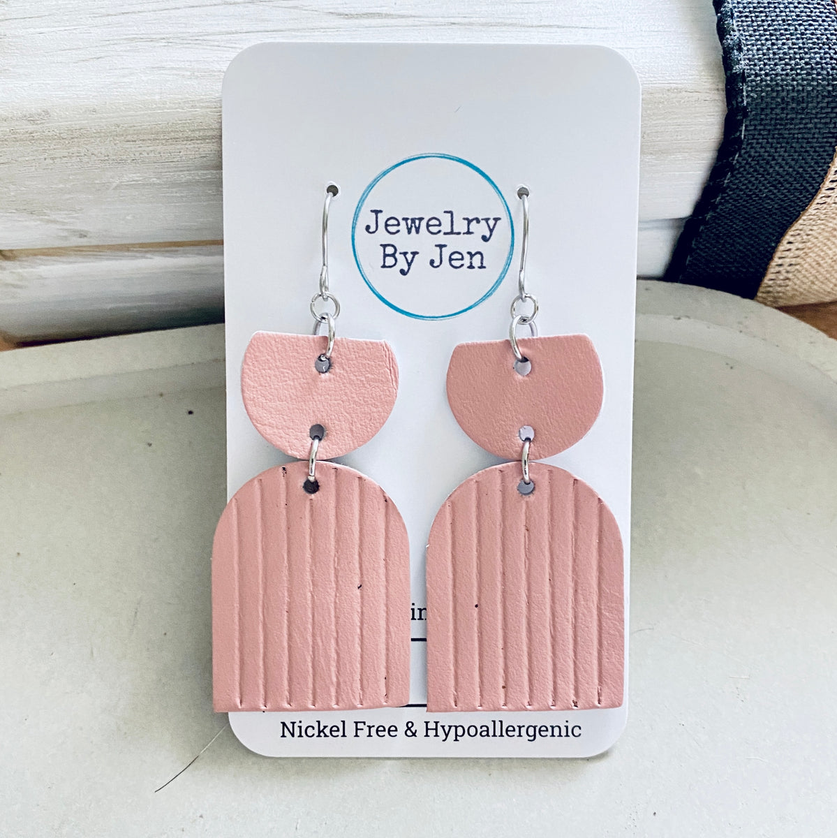 Embossed Arch Earrings: Blush – Jewelry By Jen LLC